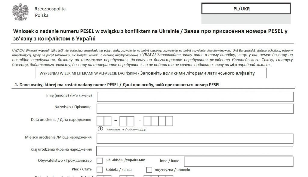 Wniosek o nadanie numeru PESEL dla uchodźców z Ukrainy – Adwokat ...